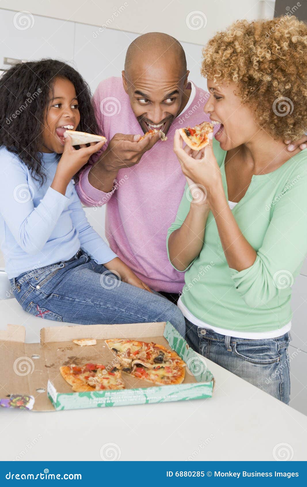 Family Eating Pizza Together Stock Image - Image of fast, american: 6880285