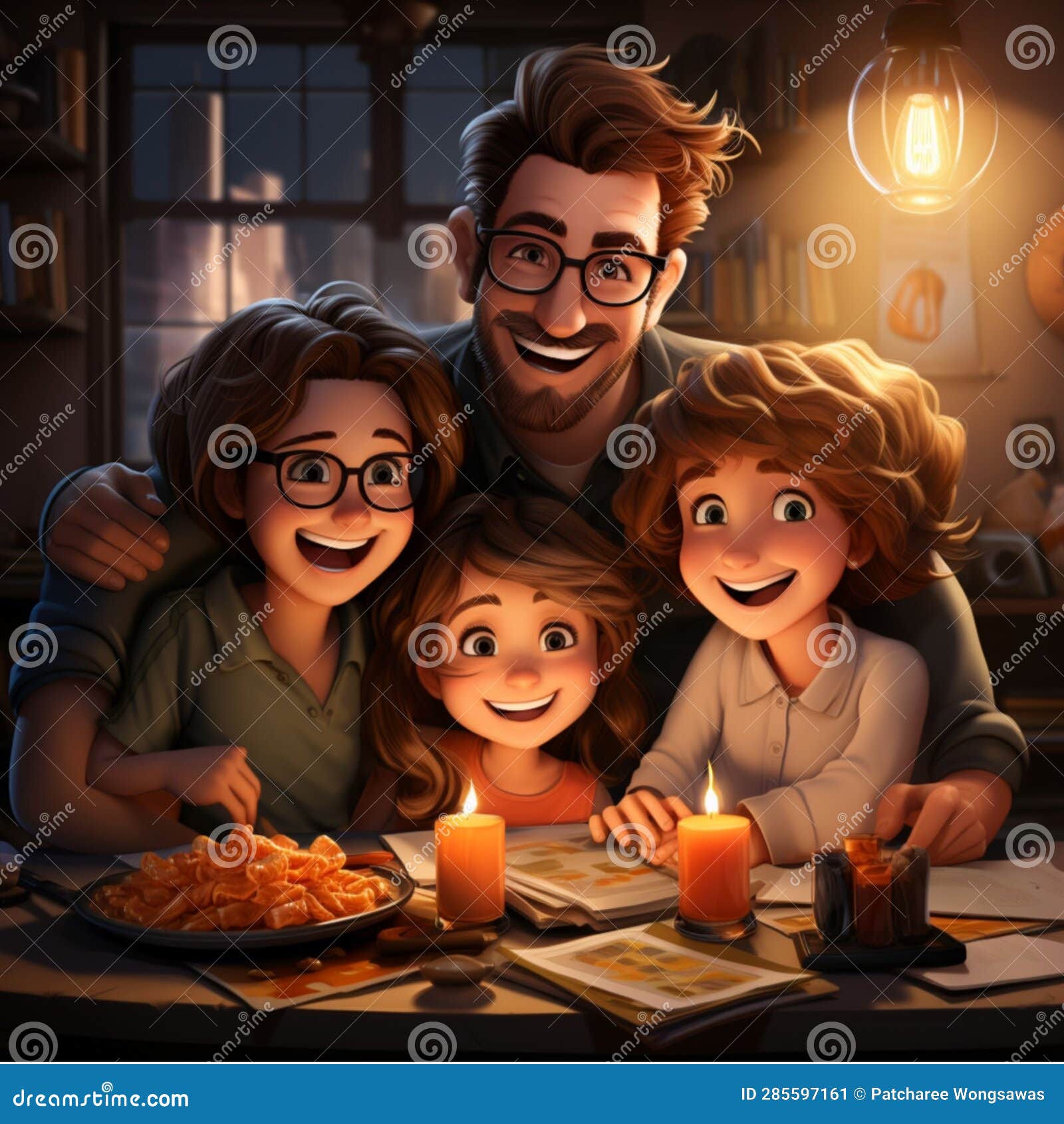 Family eating at the table stock illustration. Illustration of face ...