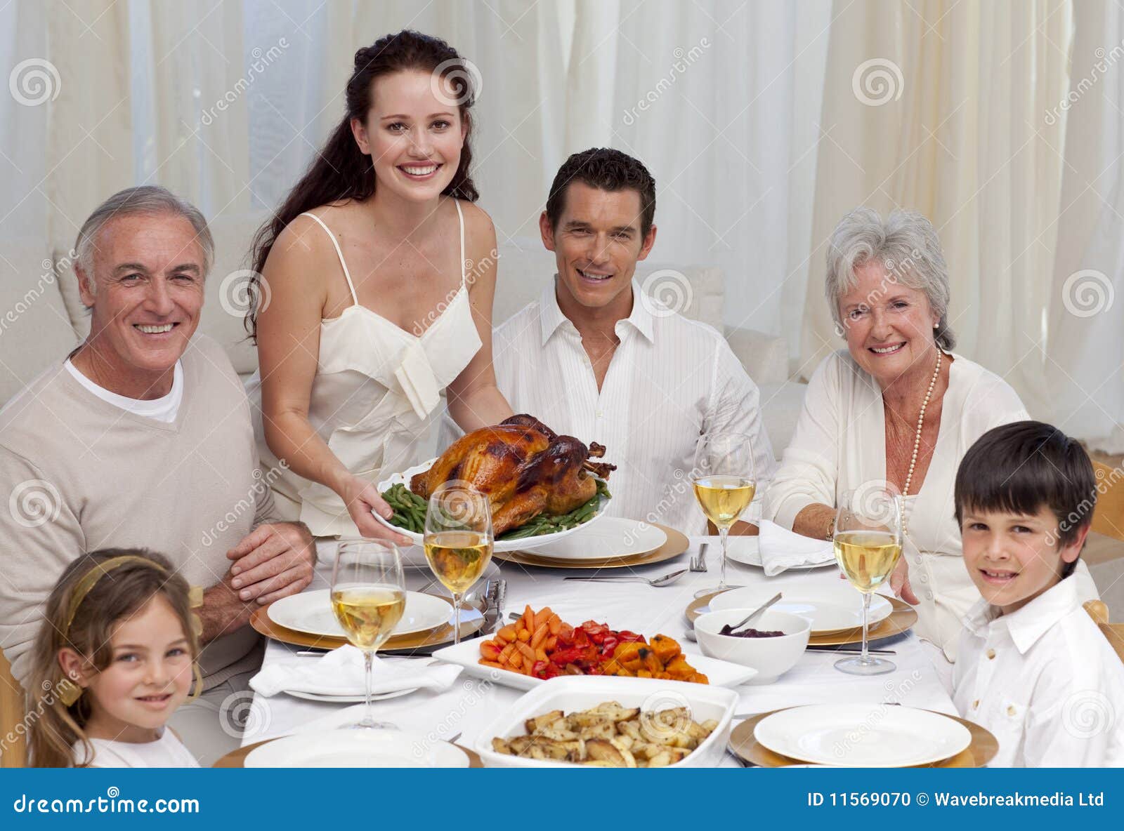Family Eating Turkey in a Dinner Stock Photo - Image of meat, healthy ...