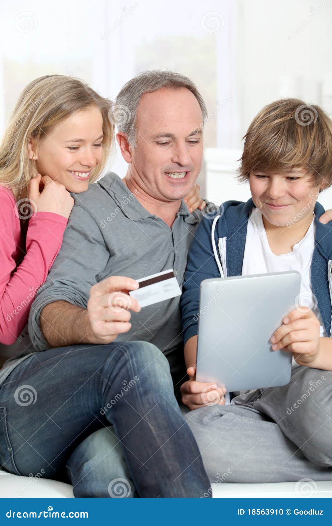 Family and Electronic Tablet Stock Photo - Image of father, internet ...