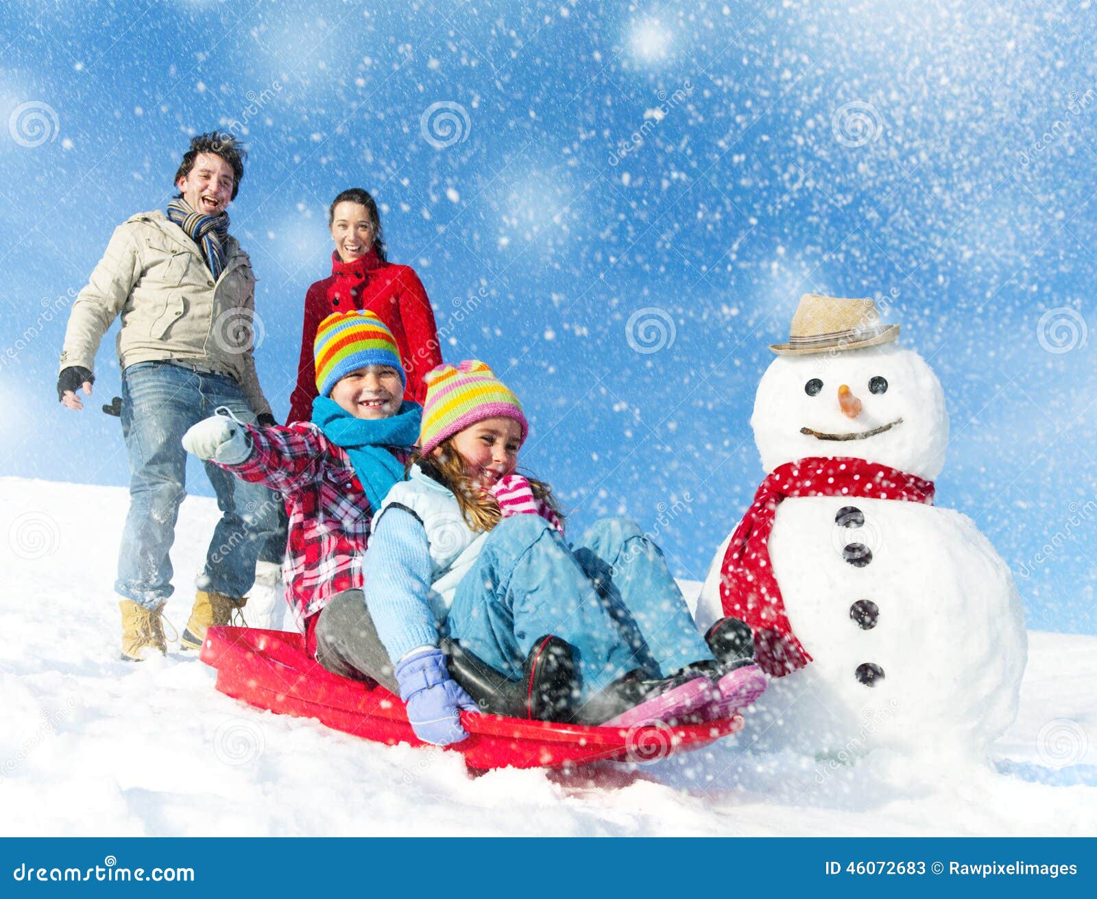 Family Enjoying the Winter Day Stock Image - Image of group, leisure ...
