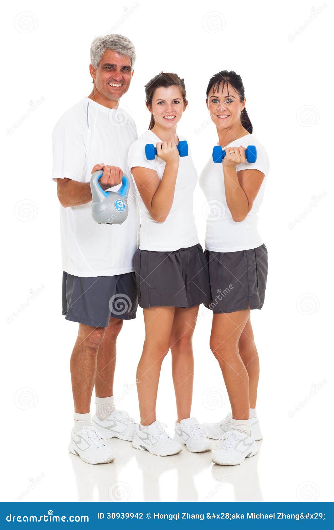 Family exercising stock photo. Image of aged, cute, dumbbells - 30939942