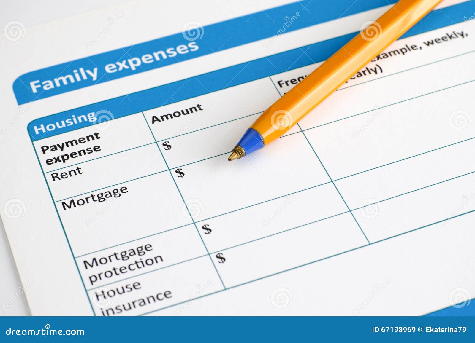 Family Expenses Application Form Stock Image - Image of writing ...