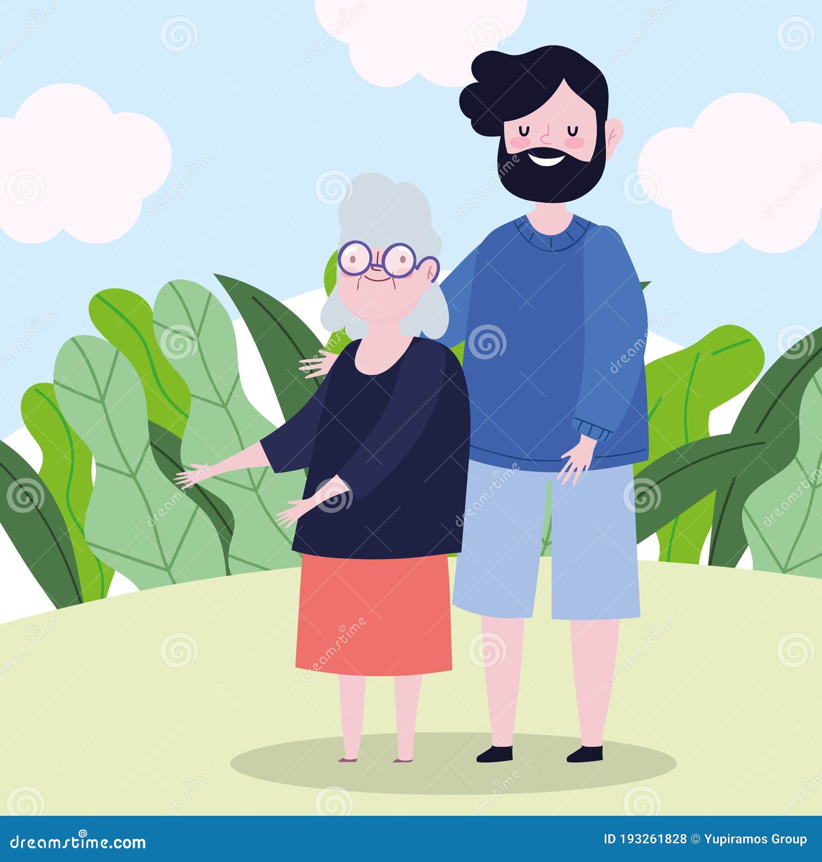 Grandmother Hugging Her Cute Grandson Cartoon Vector Cartoondealer