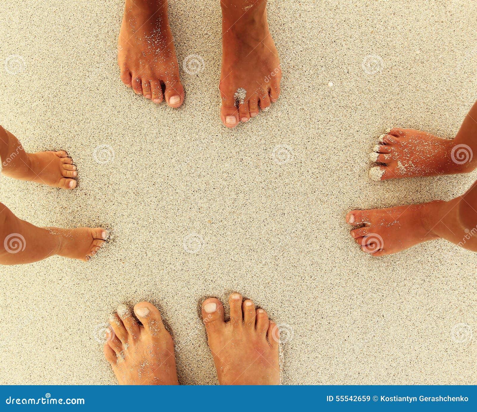 Family Feet on the Sand on the Beach Stock Image - Image of child ...
