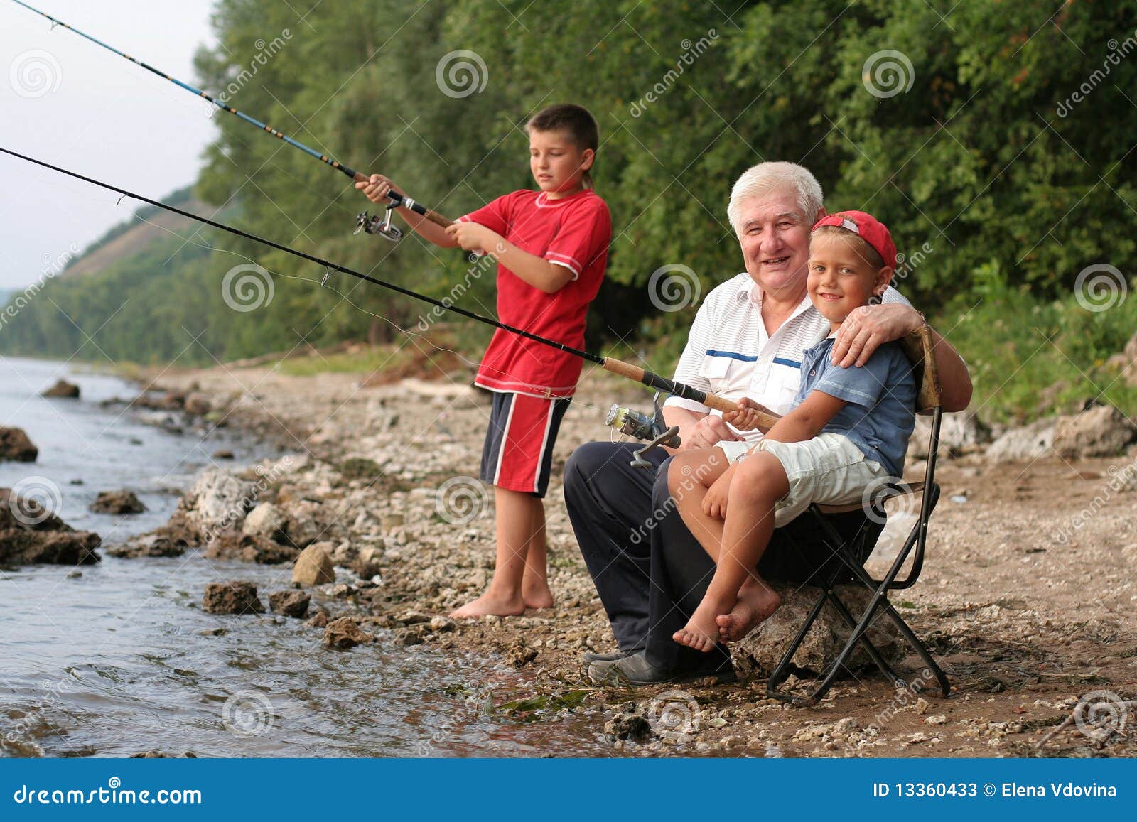 Family fishing stock image. Image of fish, happy, forest - 13360433