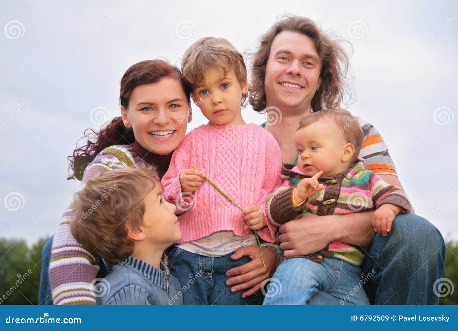 Family of five portrait stock image. Image of daughter - 6792509