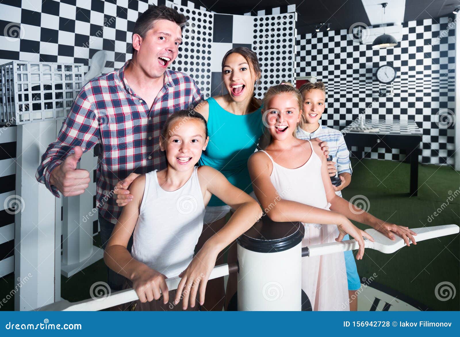 Family of Five are Satisfied after Solving Quest Stock Photo - Image of ...