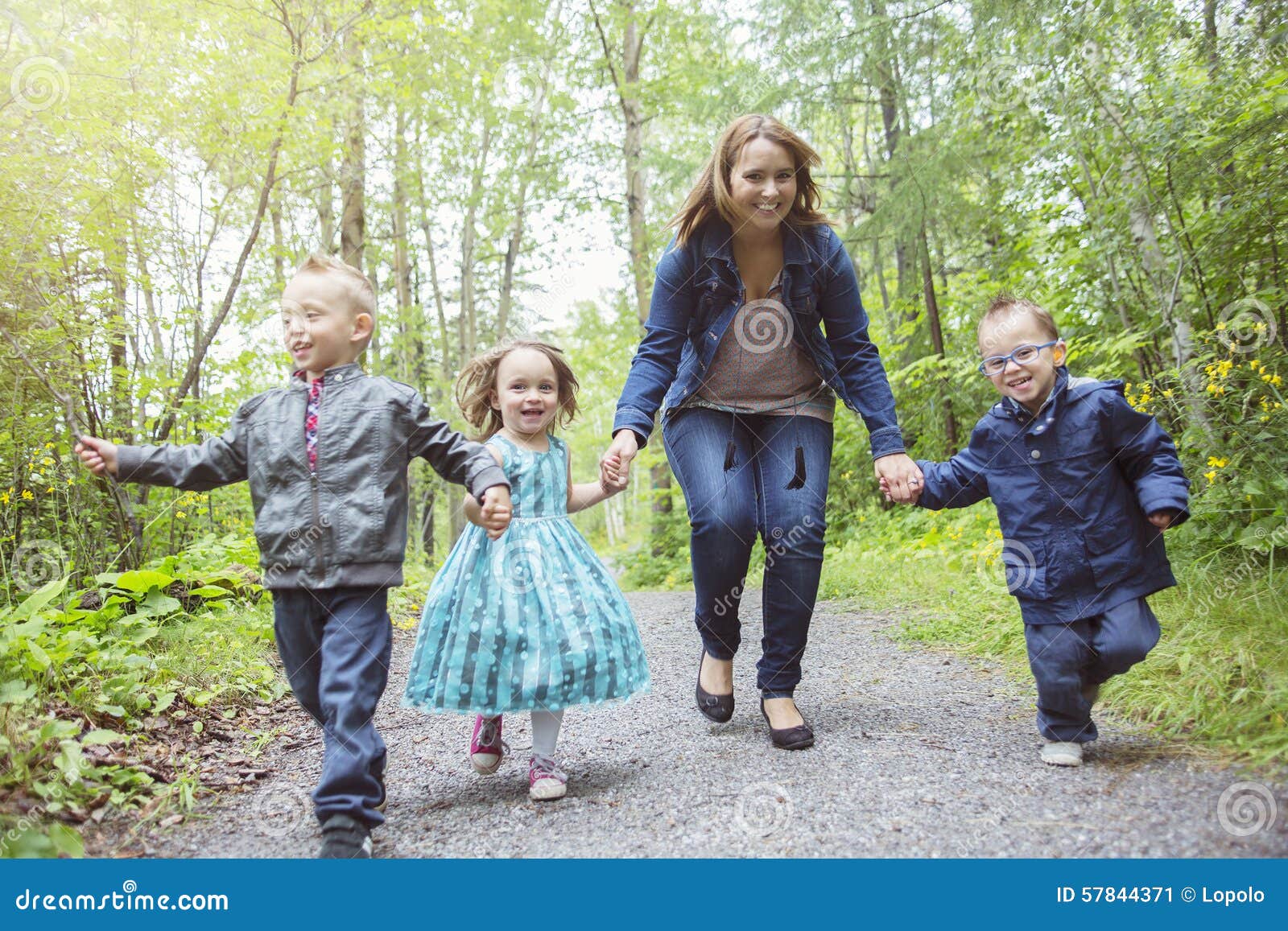 Family in Forest Having Fun Together Stock Image - Image of friendship ...