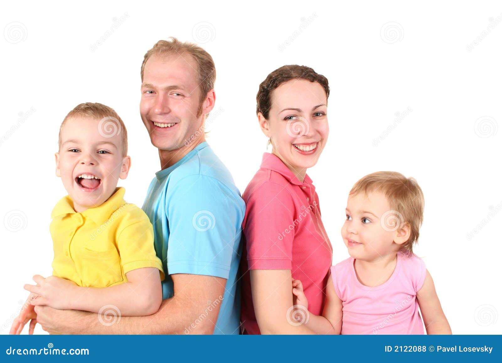 Big Family Of Four Members Having Best Free Time Hands Raised Up ...