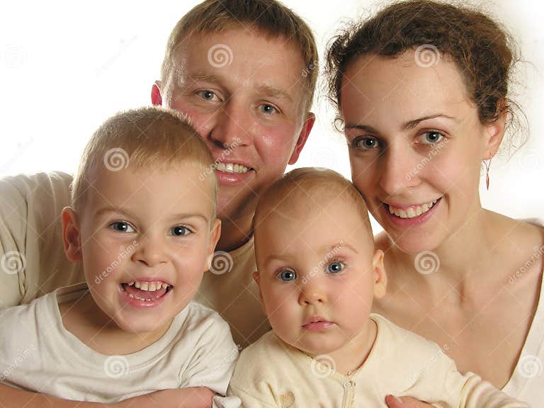 Family of Four Faces Isolated Stock Photo - Image of loving, teeth: 281690