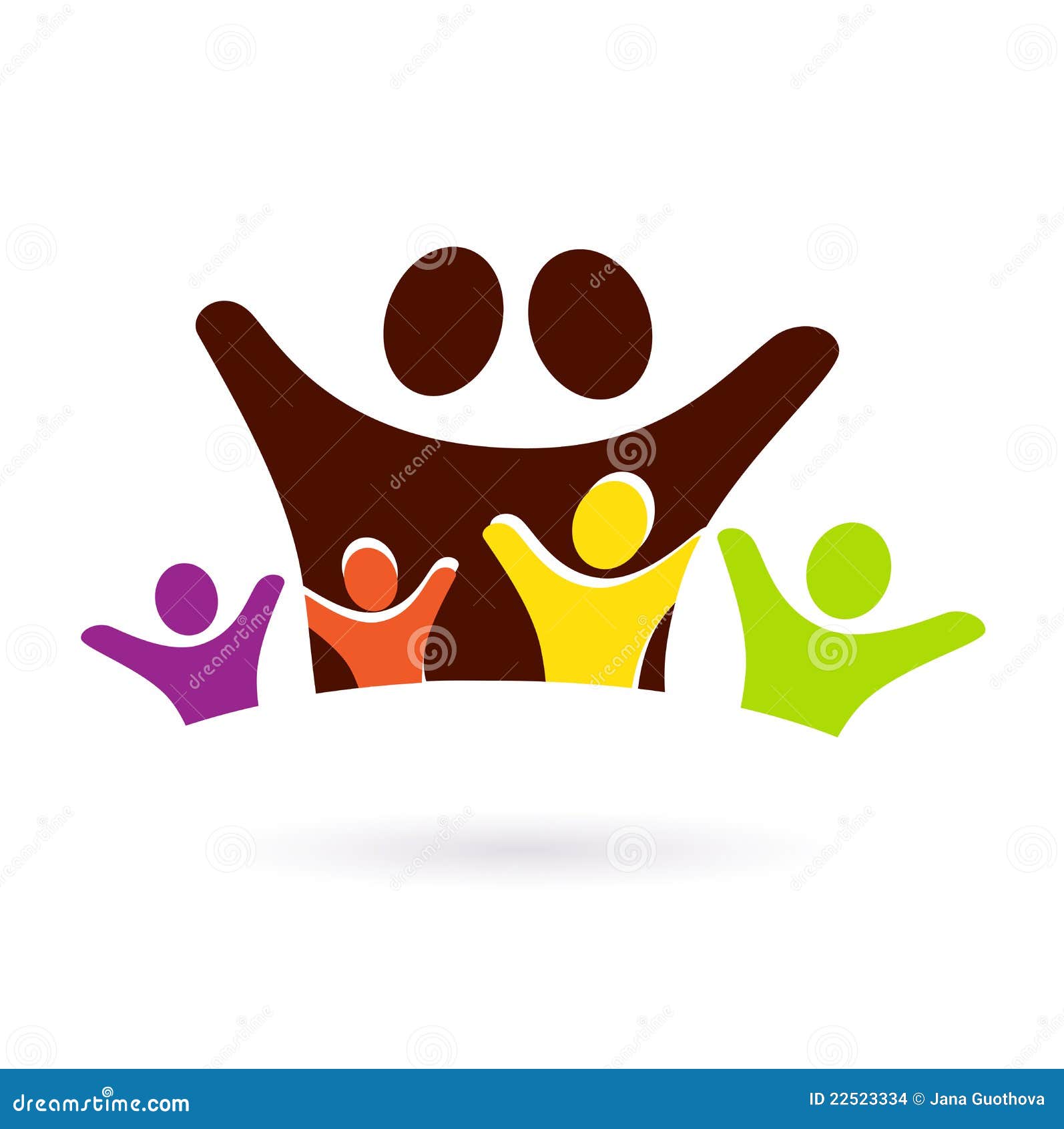 Family with Four Kids Abstract Icon Stock Vector - Illustration of ...