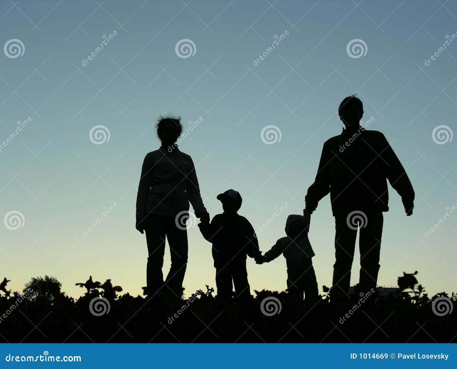 Family of four silhouette stock image. Image of parents - 1014669