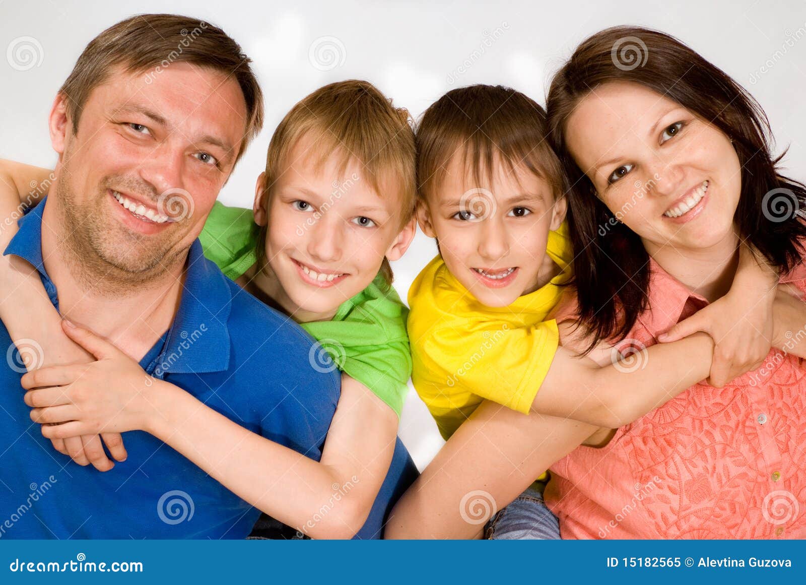 Family of four on a white stock image. Image of boys - 15182565
