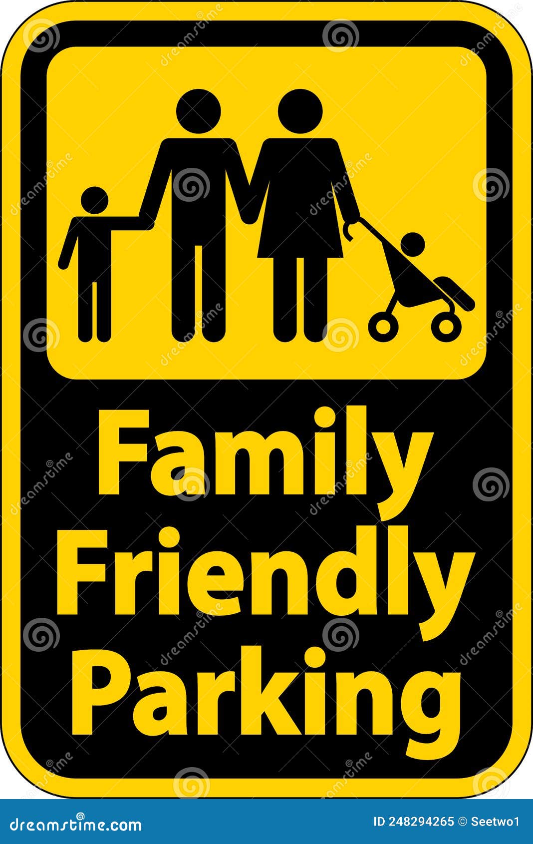 Family Friendly Parking Sign on White Background Stock Vector ...
