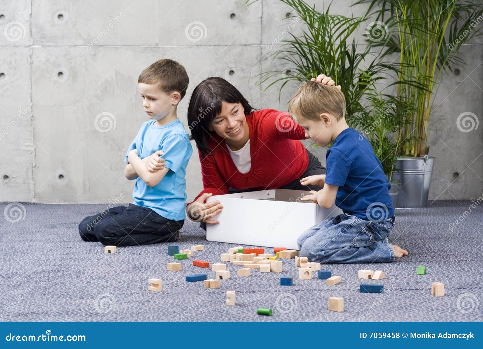 Family Fun with Cleaning Up Stock Photo - Image of friendship, blocks ...