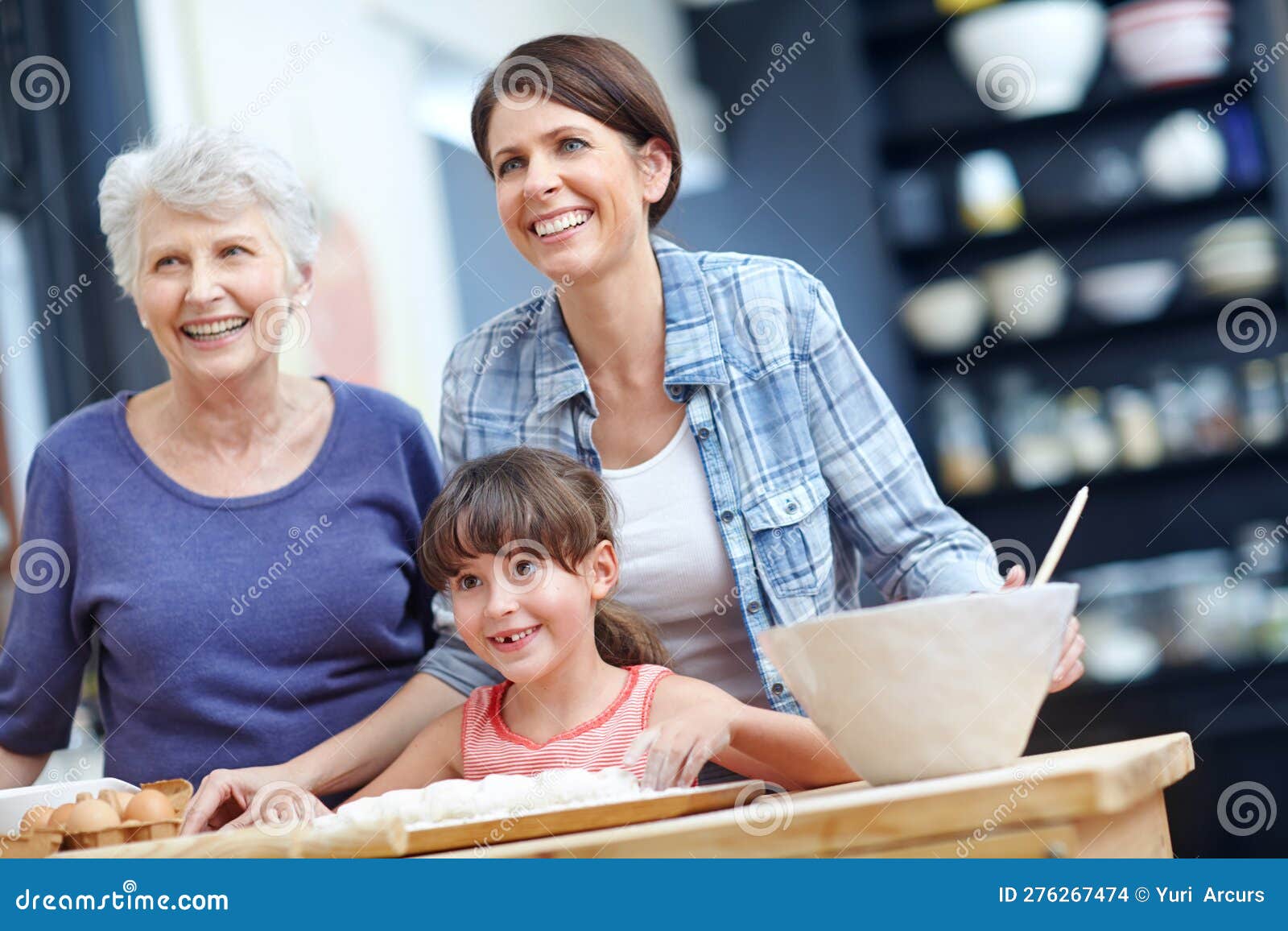 Family Fun in the Kitchen. a Three Generational Family Baking Together ...