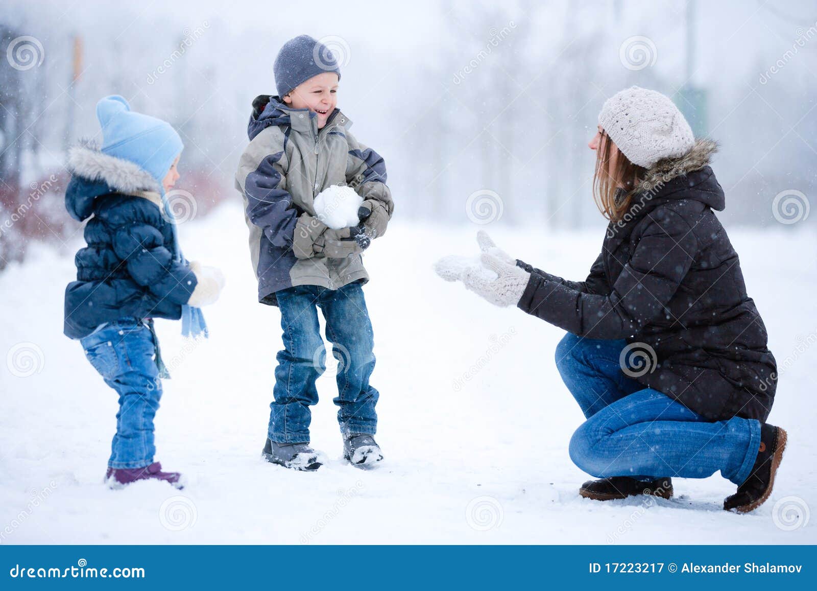 Family Fun Outdoors at Winter Stock Image - Image of happy, outdoor ...