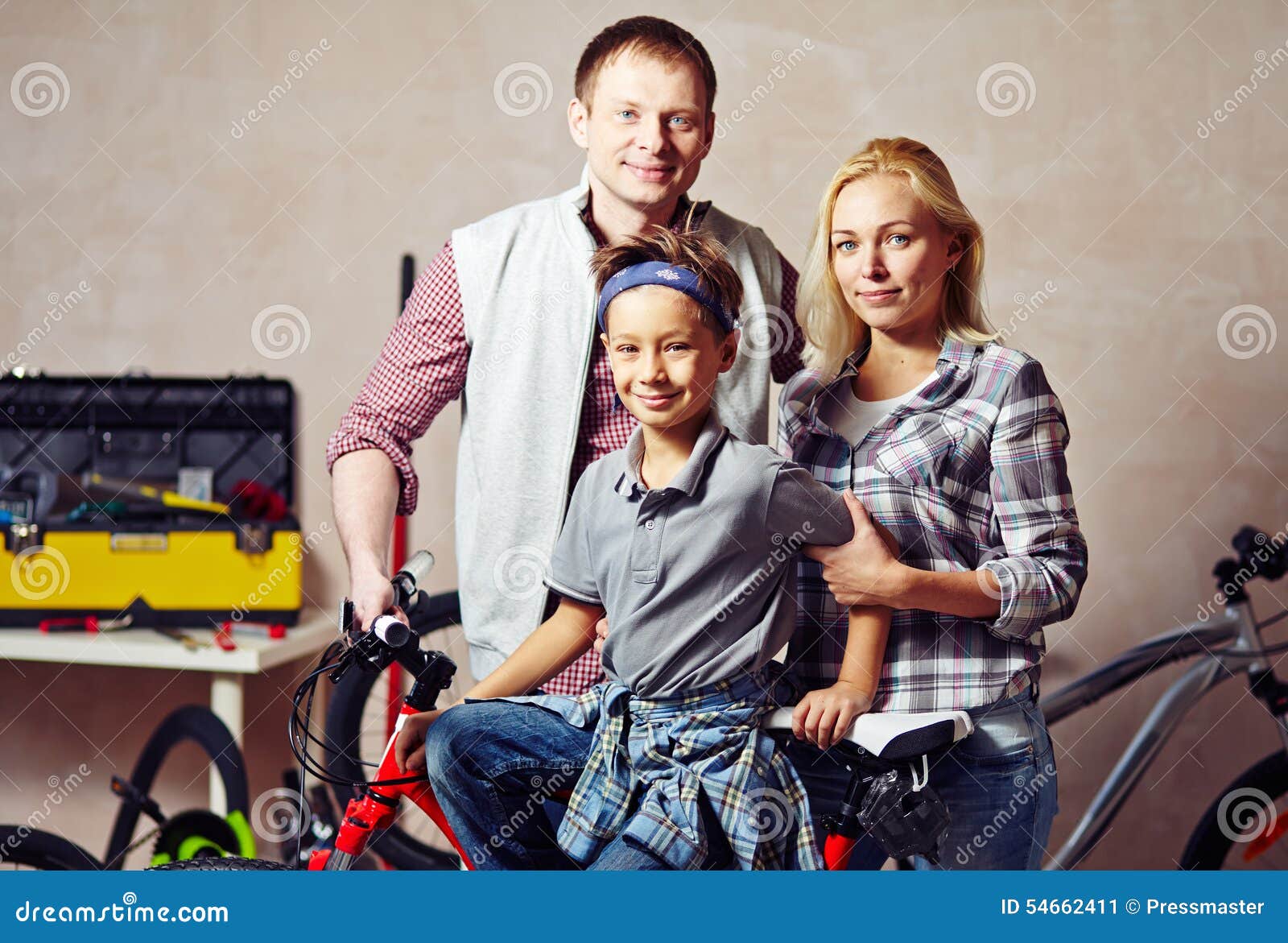 Family in garage stock image. Image of equipment, caucasian - 54662411