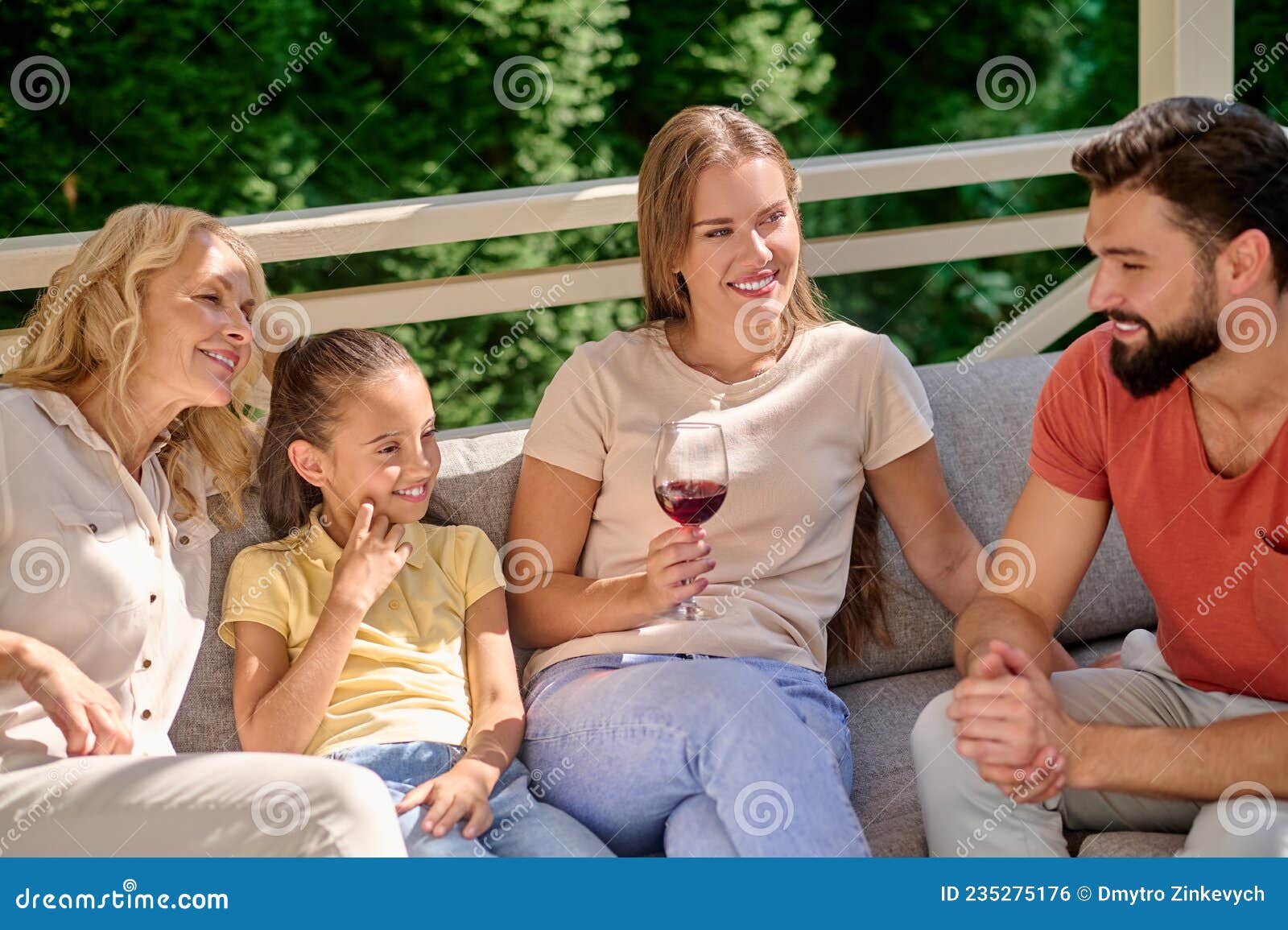 Family Gathered Together and Spending a Good Time Stock Photo - Image ...