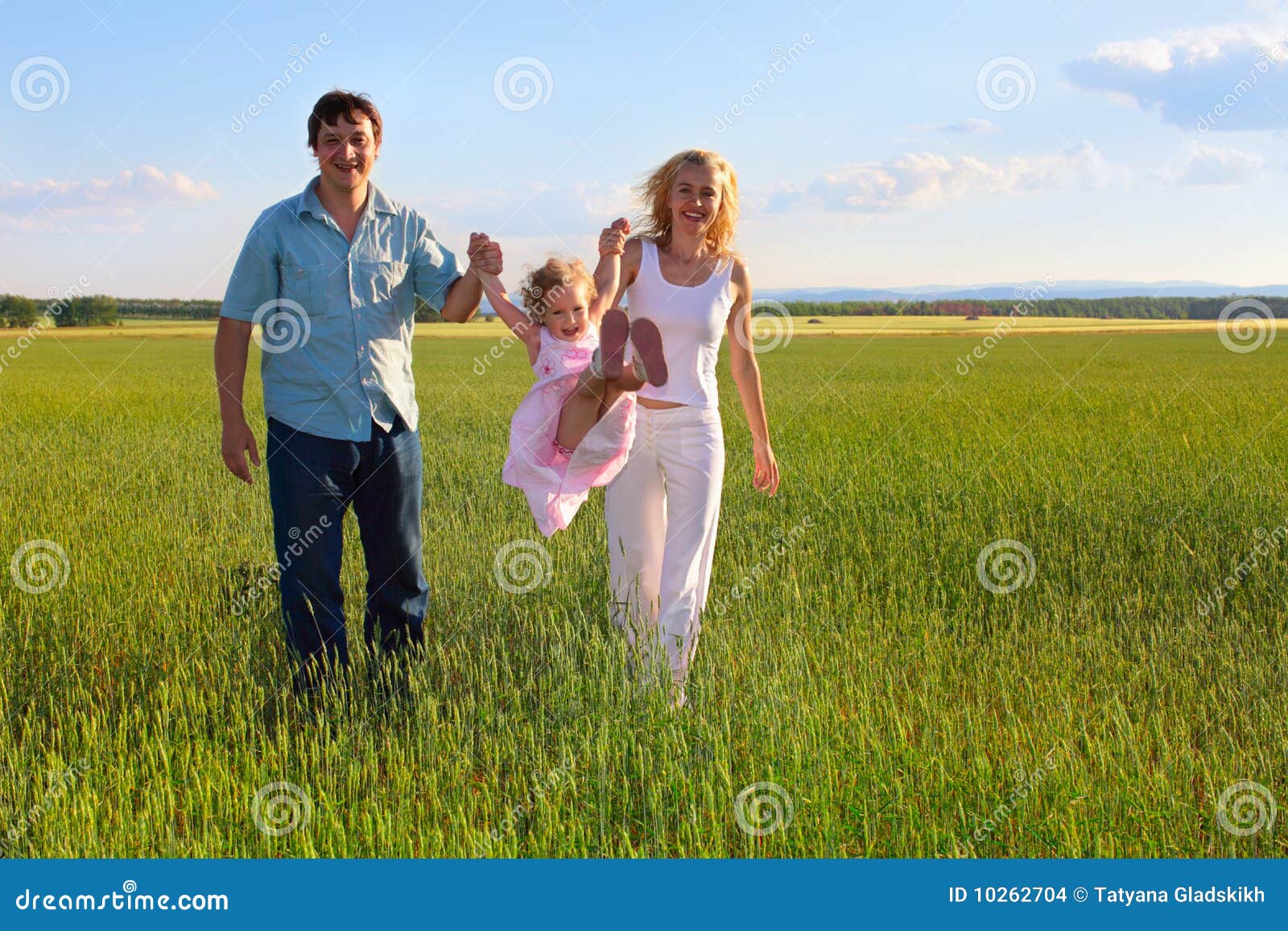 Family Going Across the Field Stock Photo - Image of male, group: 10262704