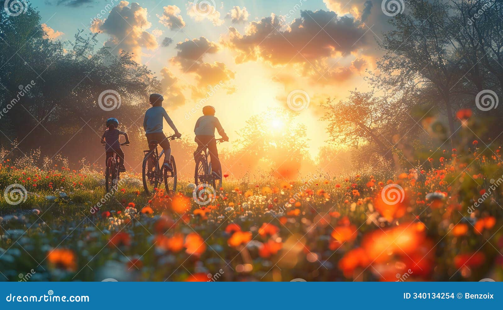A Family Going for a Bike Ride Together. Stock Photo - Image of support ...