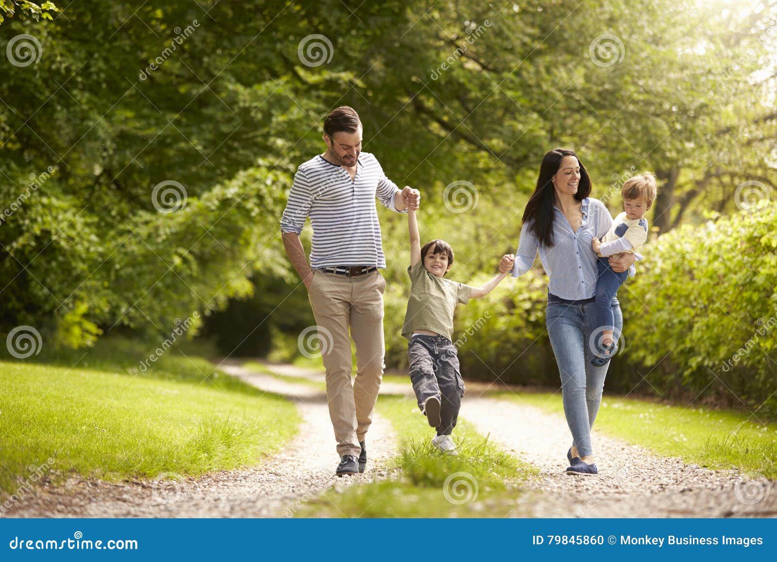 Family Going for Walk in Summer Countryside Stock Photo - Image of ...