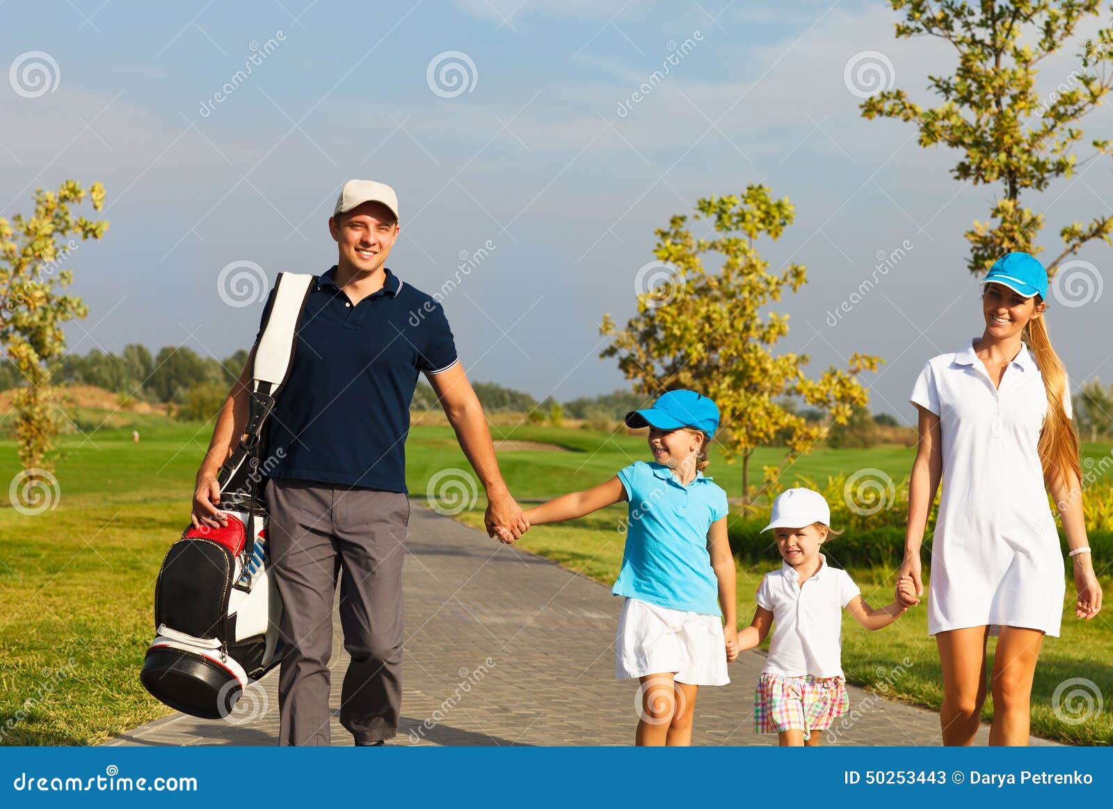 Family of Golf Players Walking Stock Image - Image of parents, blond ...
