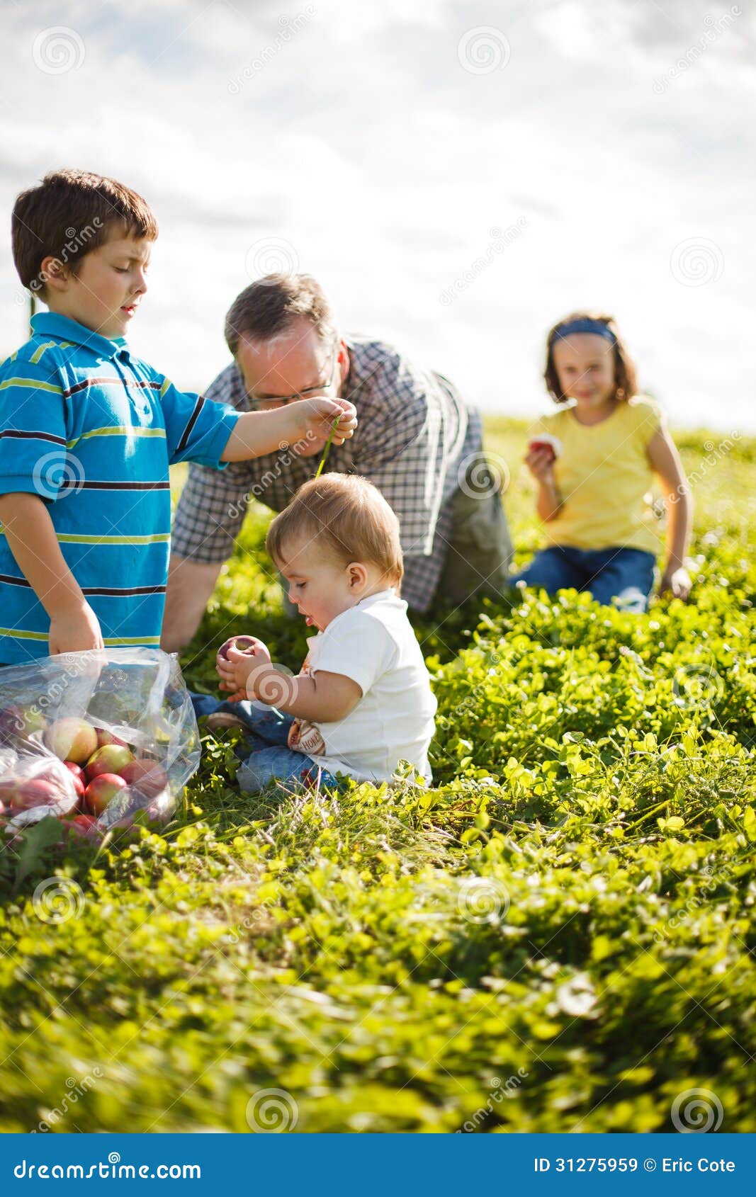 Family on the grass stock image. Image of appletree, male - 31275959