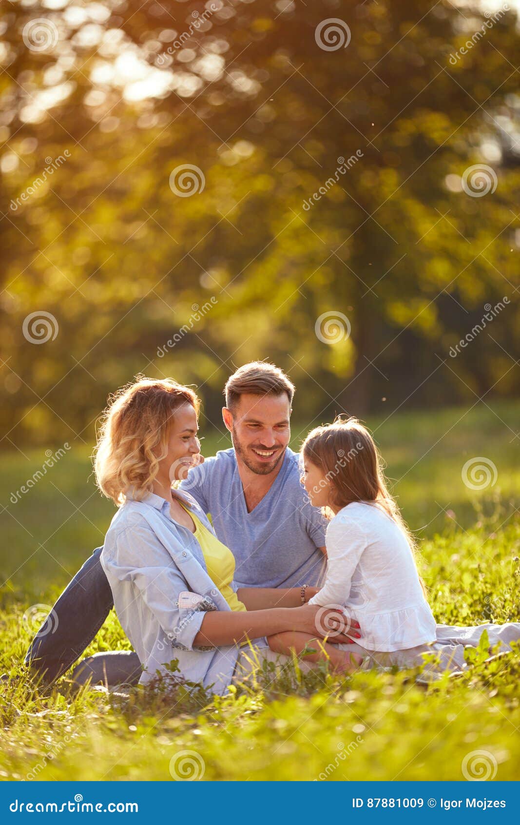Family in green nature stock image. Image of bright, adult - 87881009