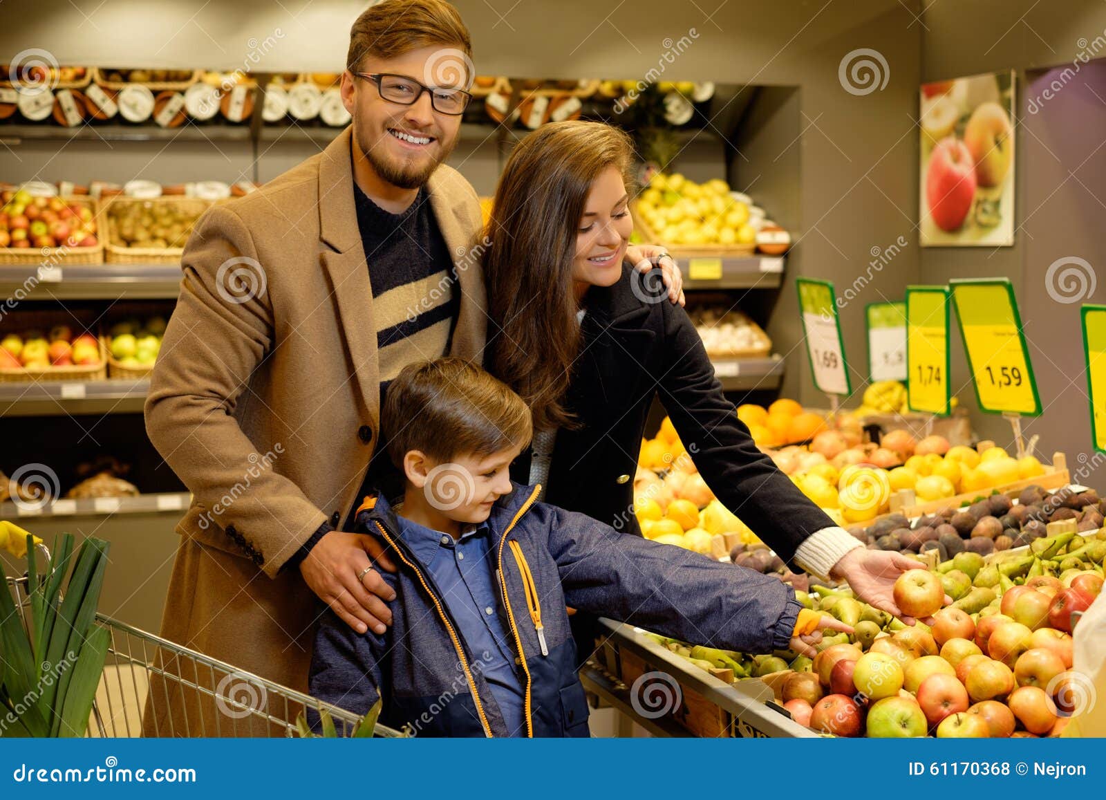 Family in a grocery store stock photo. Image of mall - 61170368