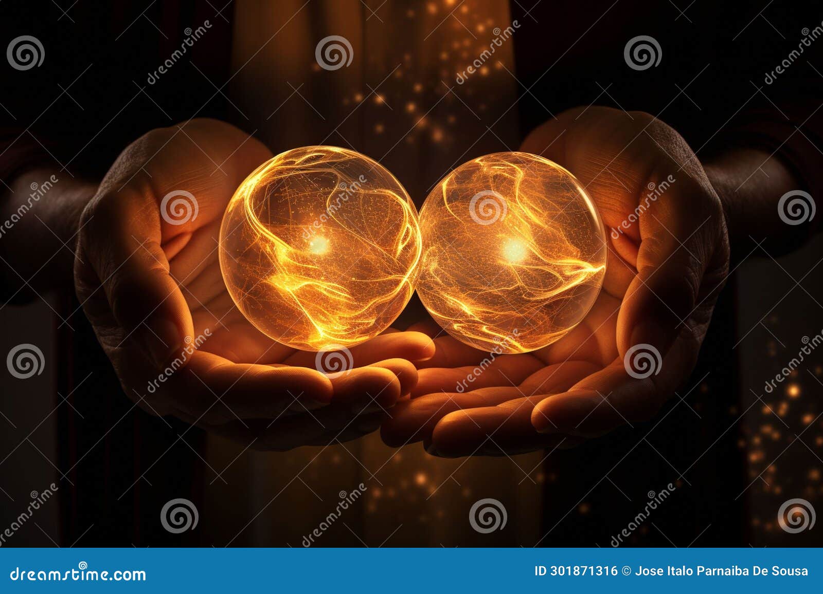 Family Hands Holding Glowing Memory Globes Stock Illustration ...
