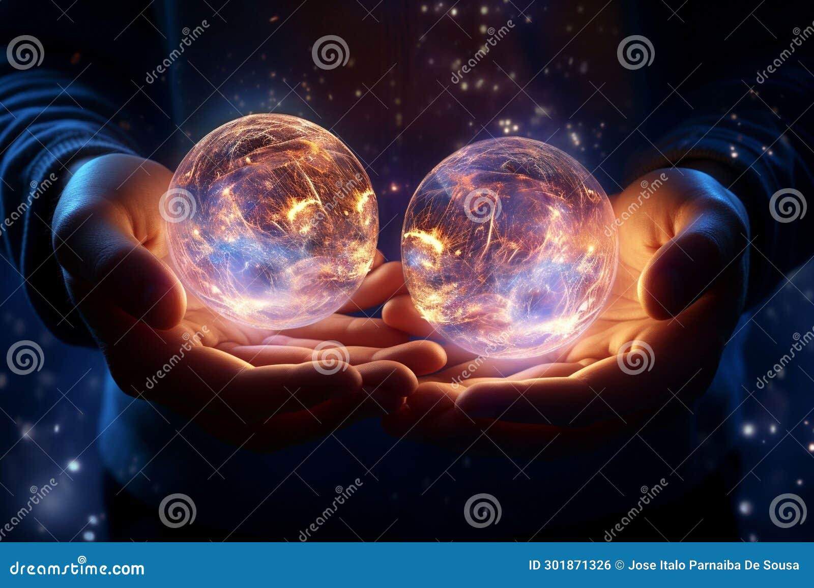 Family Hands Holding Glowing Memory Globes Stock Illustration ...