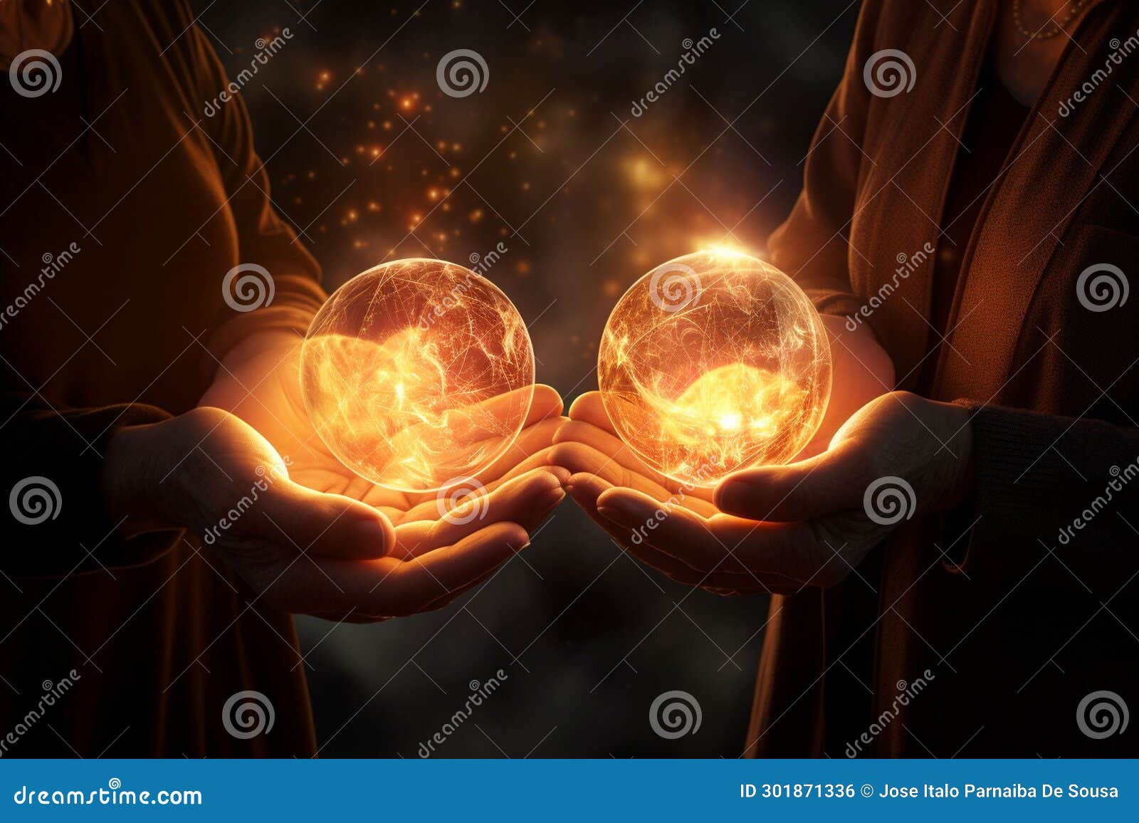 Family Hands Holding Glowing Memory Globes Stock Illustration ...