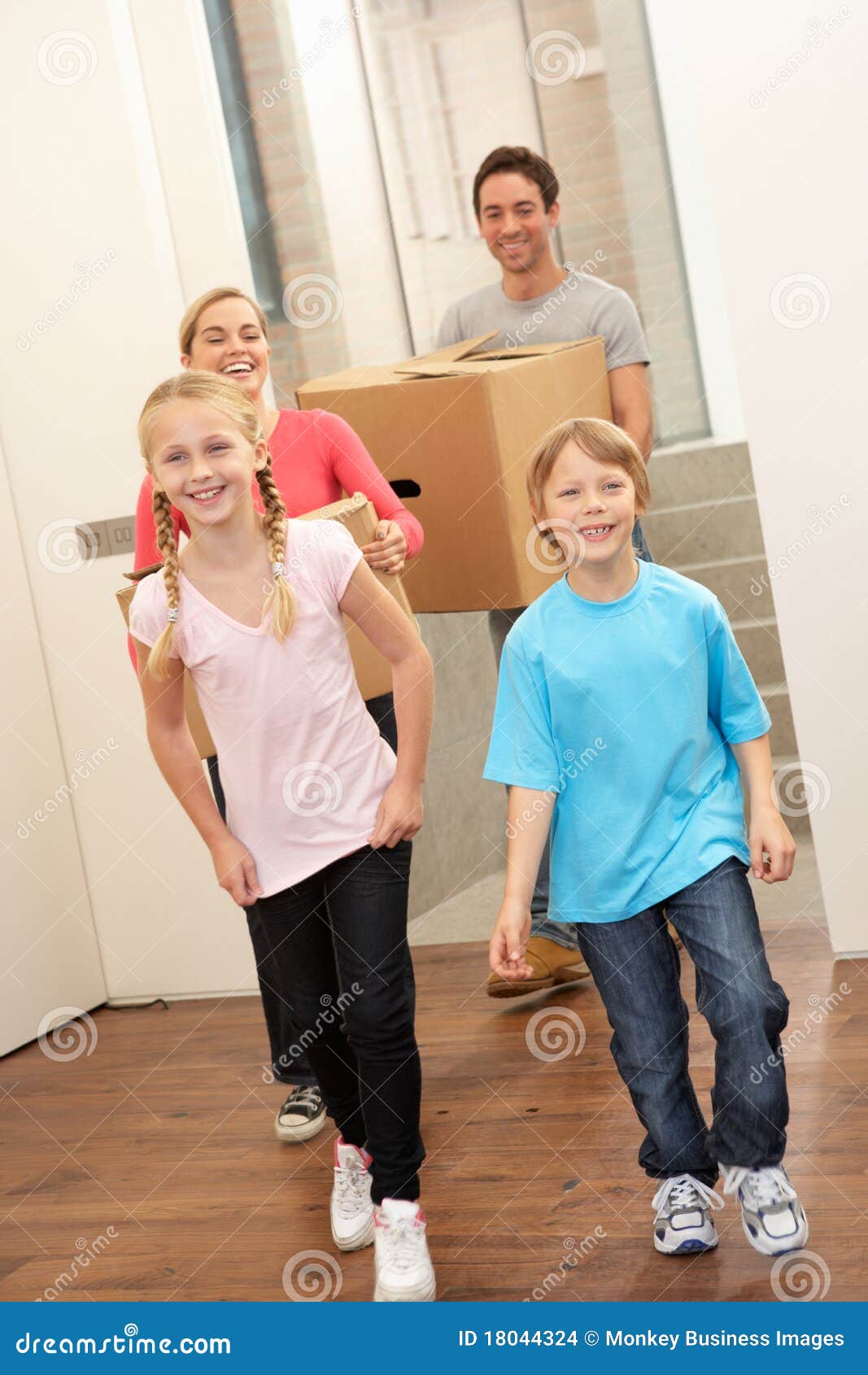 Family happy on moving day stock photo. Image of thirties - 18044324