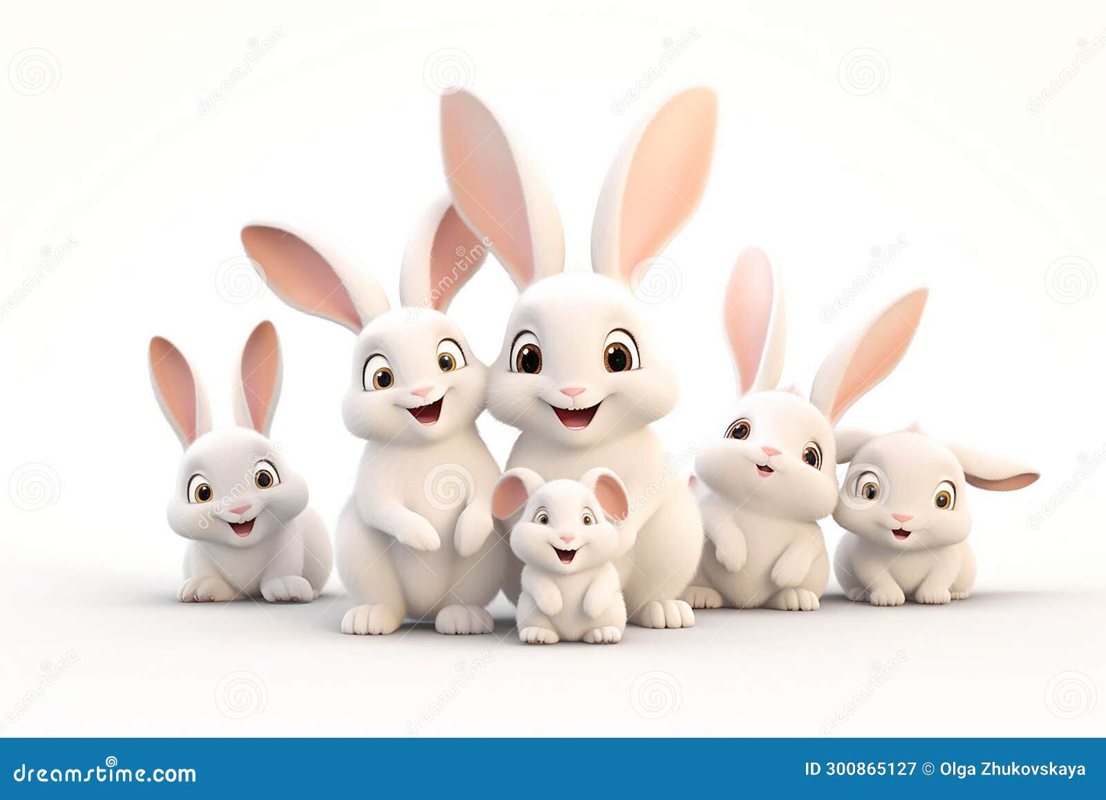 Family of Happy Rabbits Smiling Stock Illustration - Illustration of ...