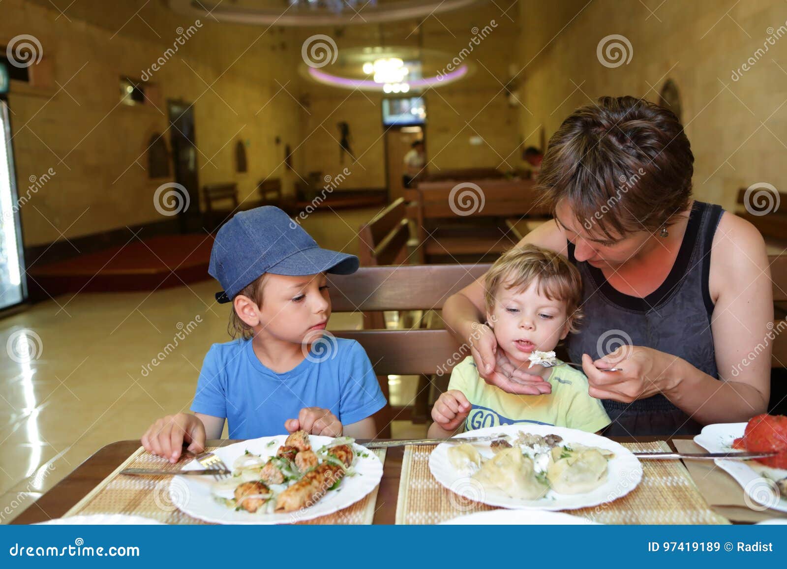 Family has lunch stock image. Image of dinner, caucasian - 97419189