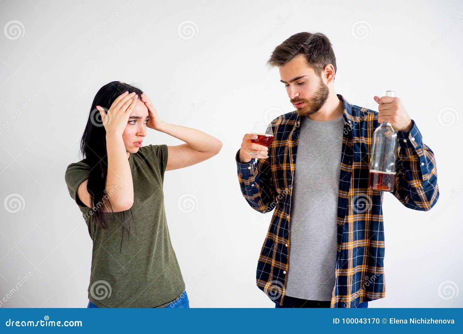 Alcohol addicted husband stock photo. Image of rehab - 100043170