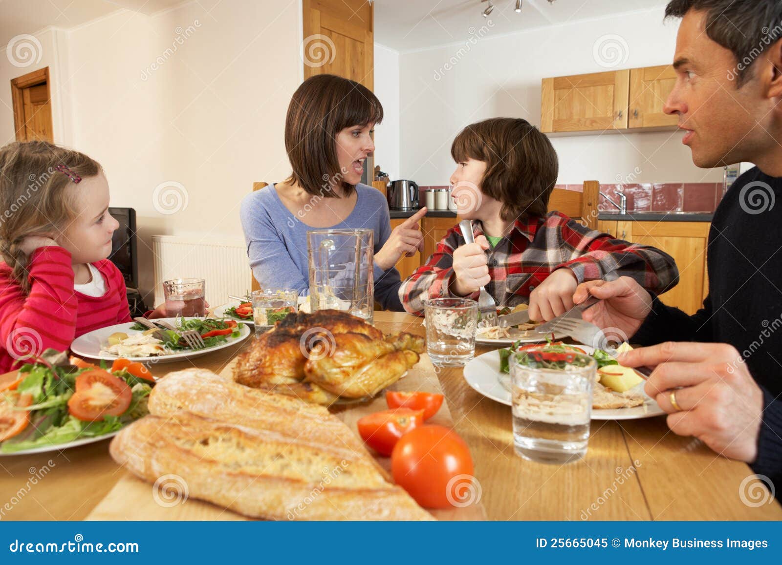 Family Having Argument Whilst Eating Lunch Stock Image - Image of adult ...