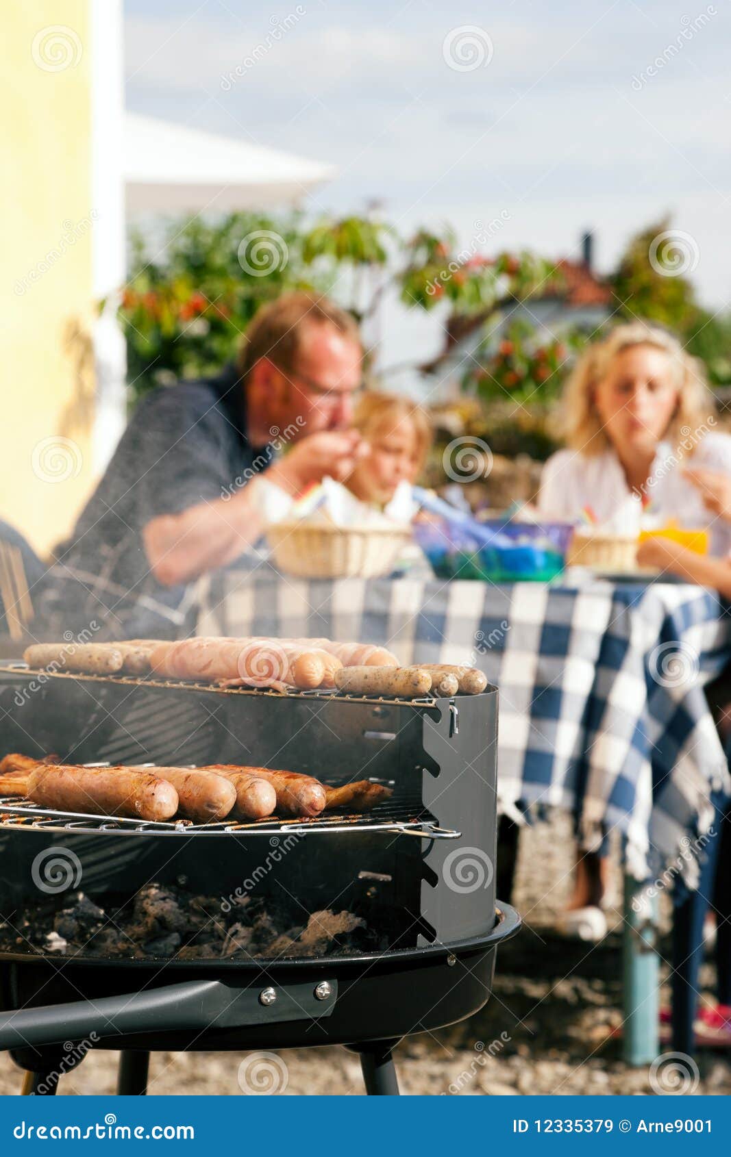 Family Having a Barbecue Party Stock Image - Image of grill, meal: 12335379