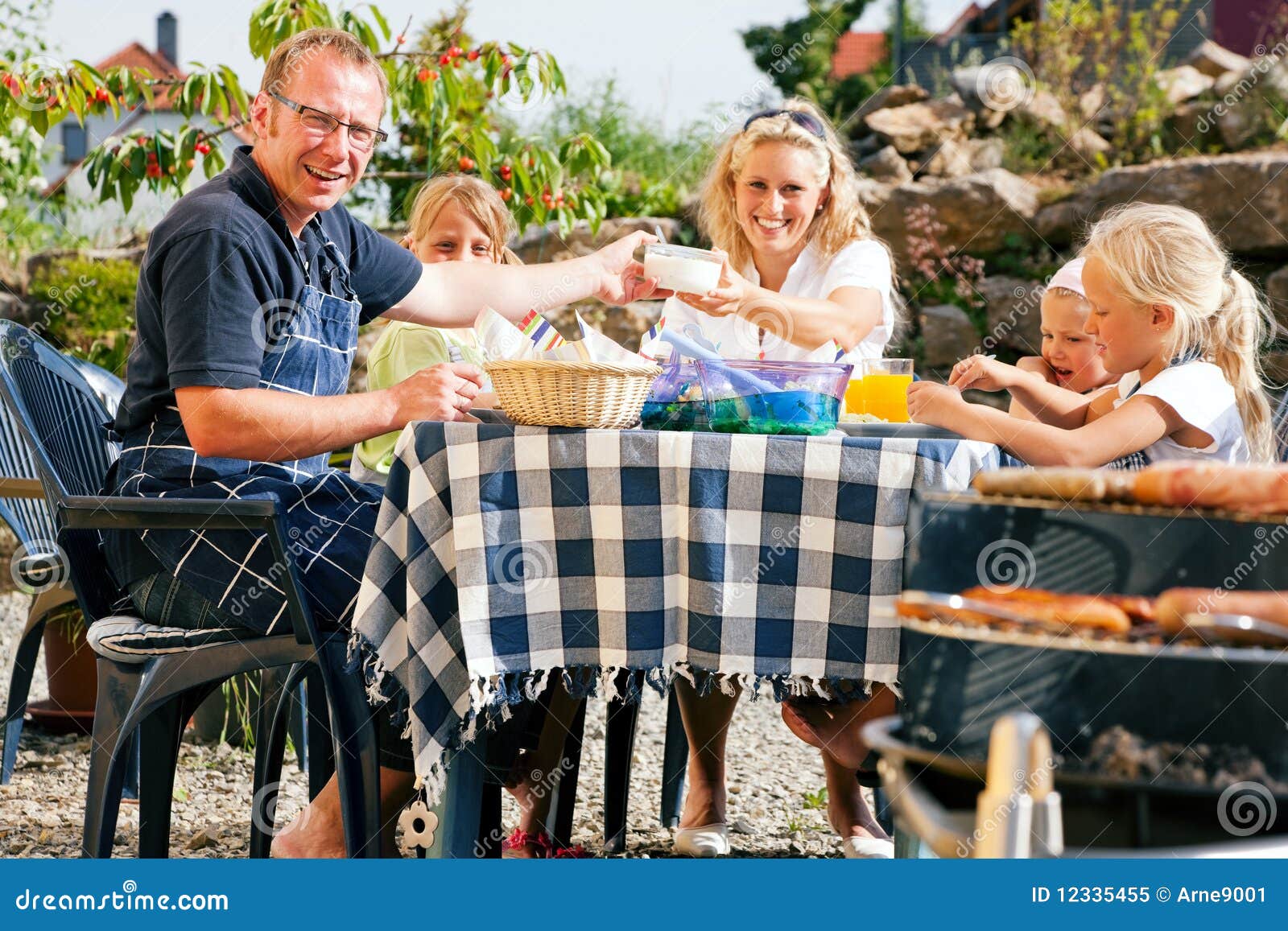 Family Having a Barbecue Party Stock Image - Image of child, outdoors ...