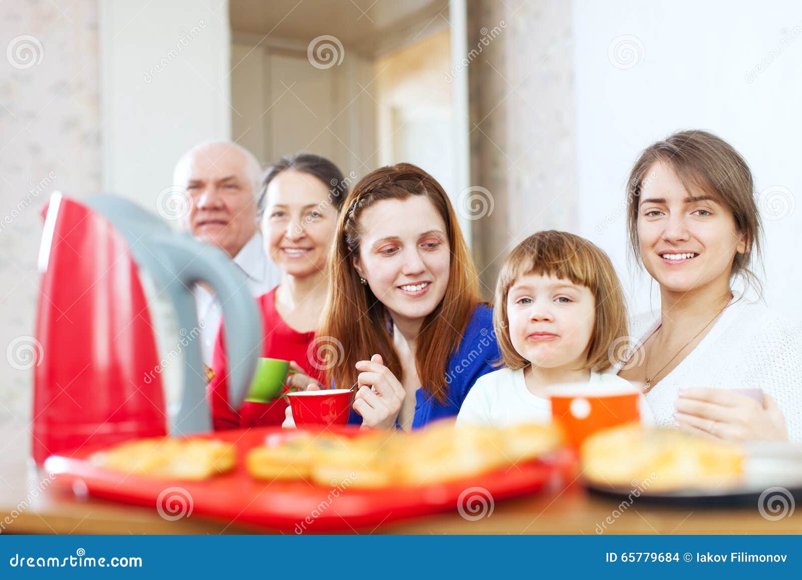 Family Having Breakfast at Home Stock Photo - Image of drinks, father ...