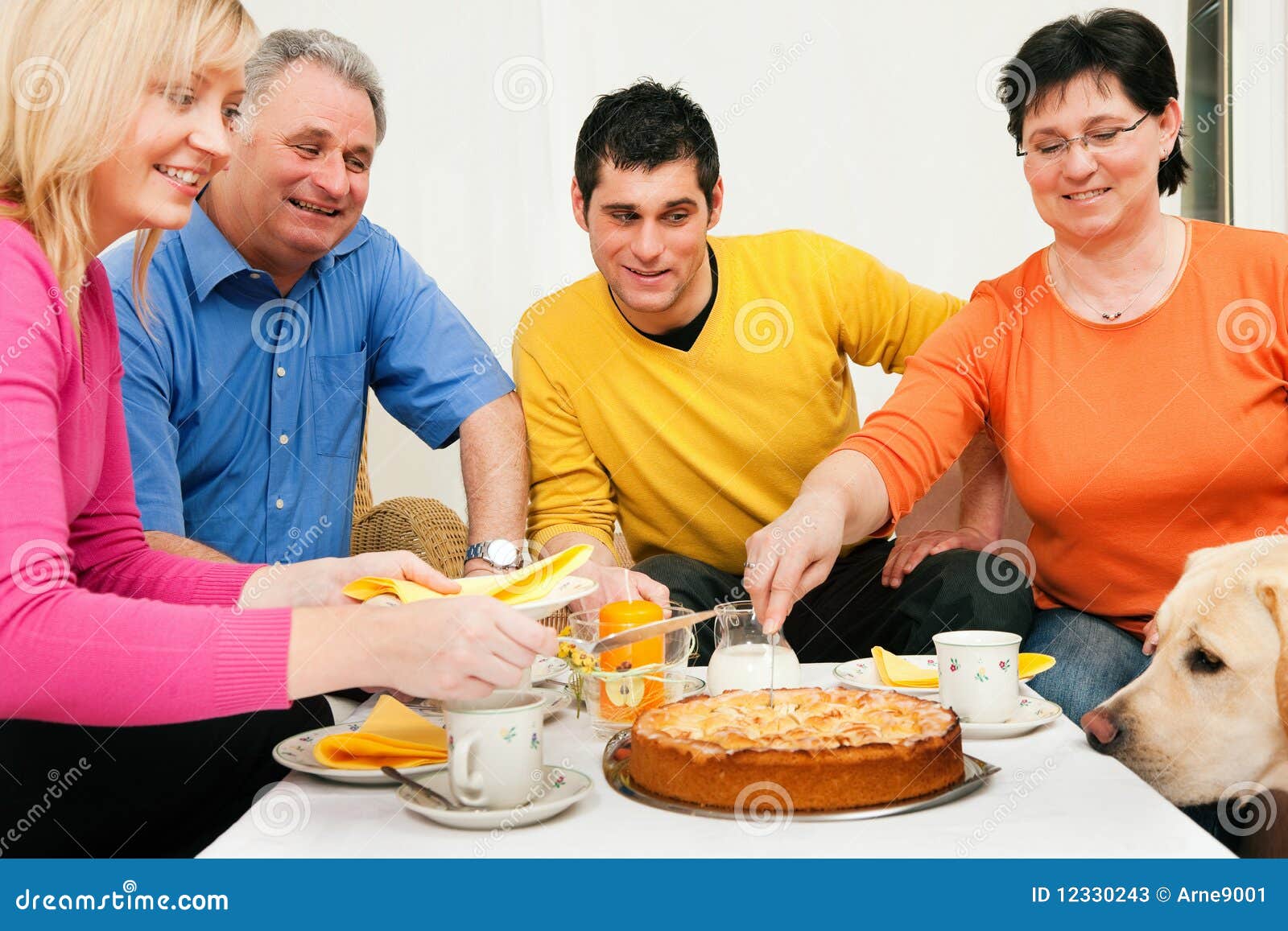 Family Having Coffee and Cake Together Stock Image - Image of family ...