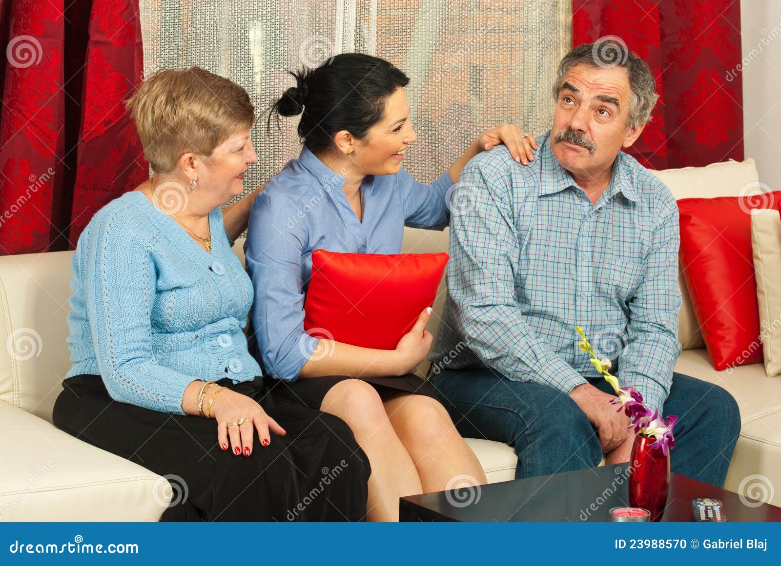 Family Having Conversation Home Stock Photo - Image of happiness, laugh ...