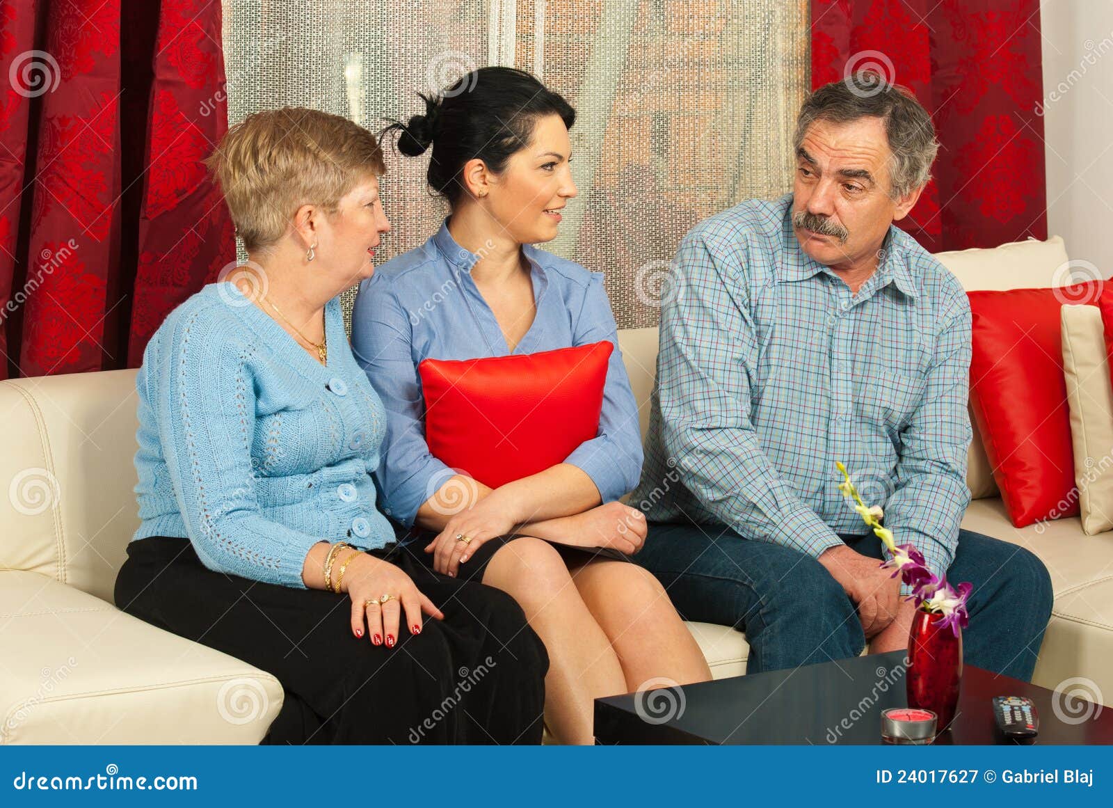 Family Having Conversation Home Stock Image - Image of affectionate ...