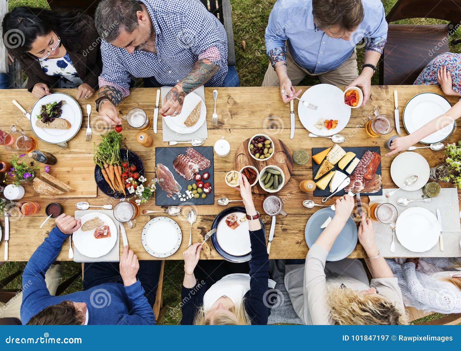 Family Having Dinner Celebration Together Stock Image - Image of bread ...