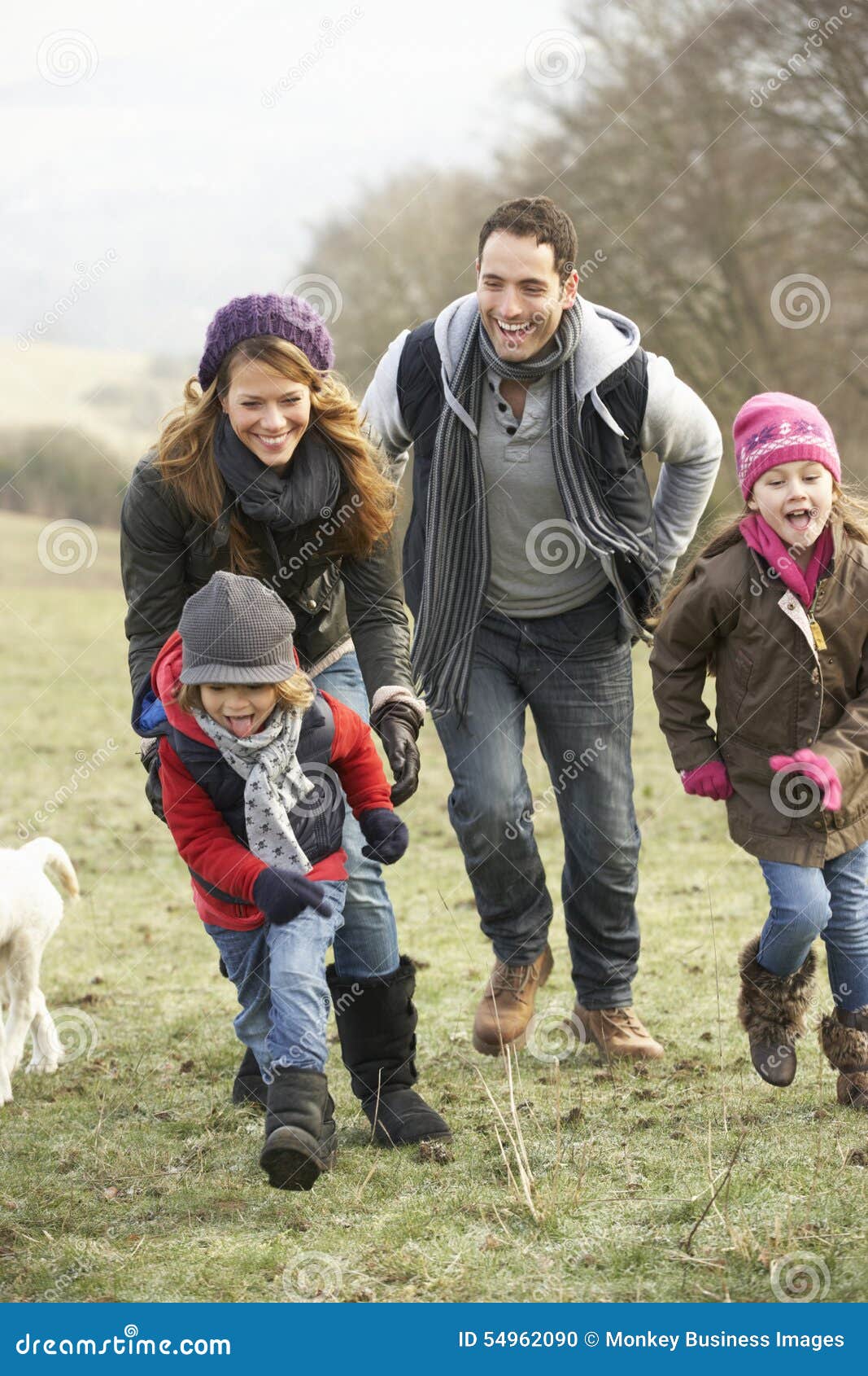 Family Having Fun in the Country in Winter Stock Photo - Image of ...