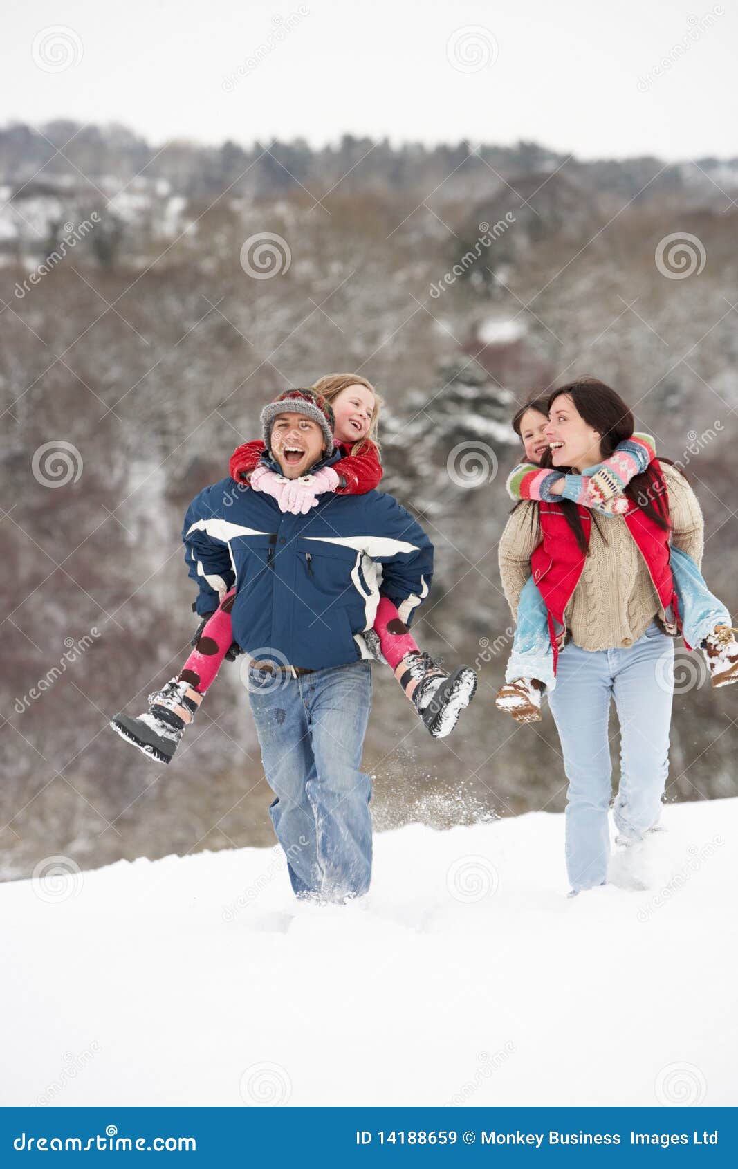 Family Having Fun in Snow stock image. Image of chilly - 14188659