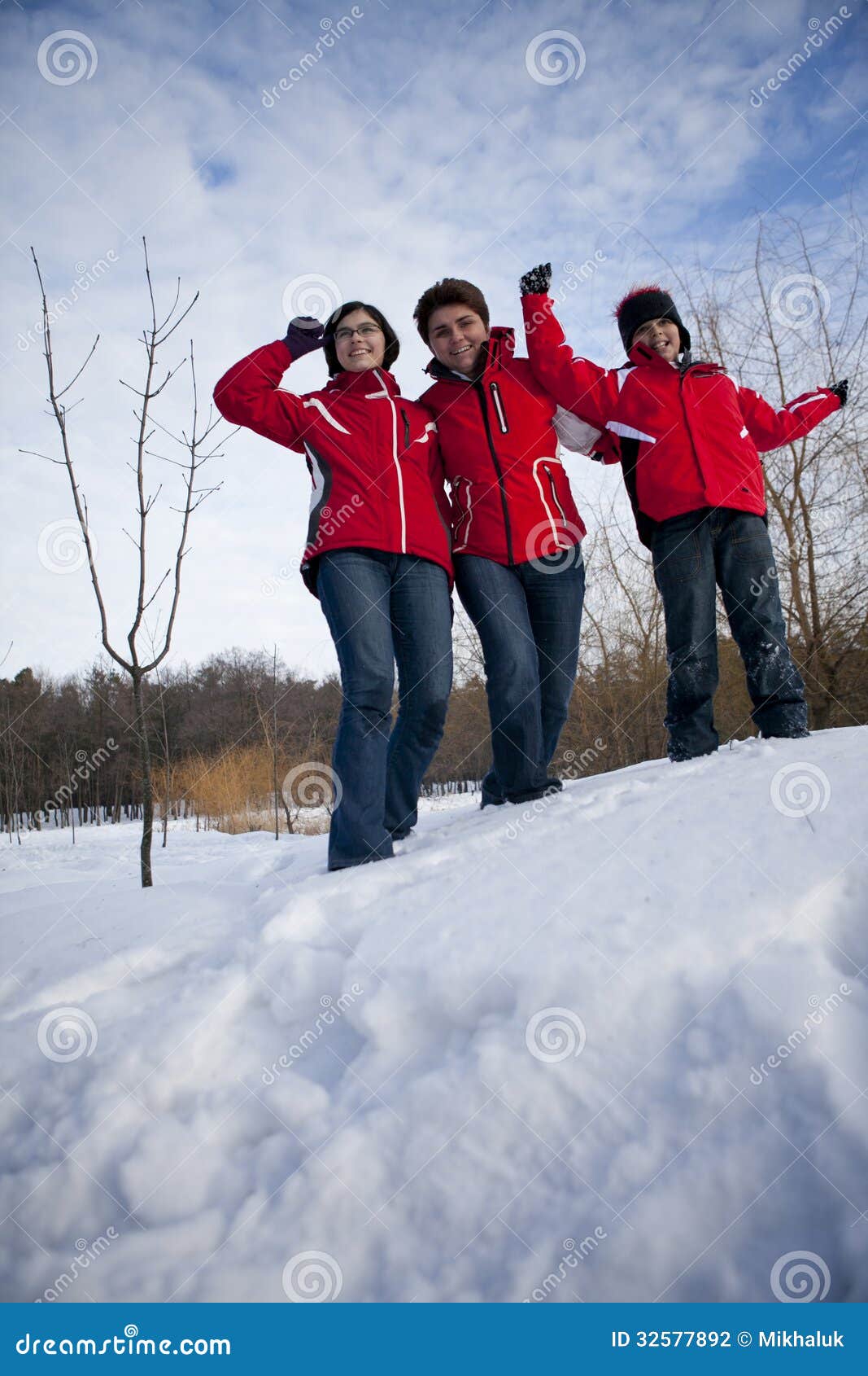 Family is Having Fun in the Snow Stock Photo - Image of white, forest ...