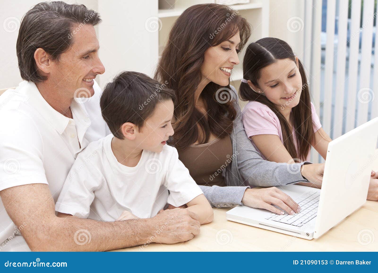 Family Having Fun Using Laptop Computer at Home Stock Image - Image of ...